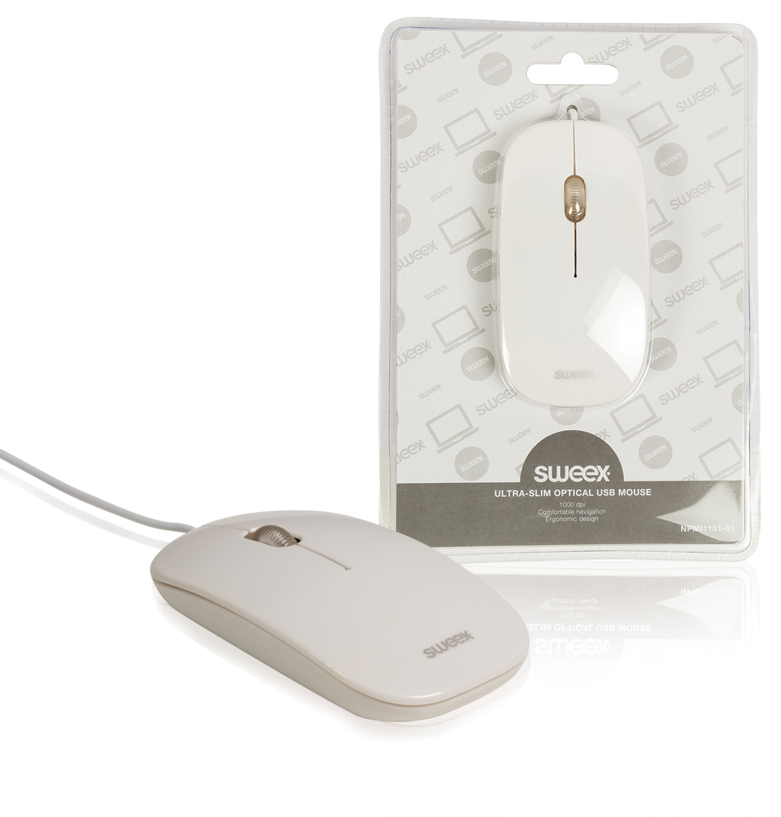 TIETOKONEEN HIIRI USB 1000 VALKOINEN Erittäin ohut optinen ...