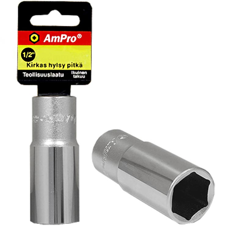 Pitkä kirkas hylsy 1/2" 16 mm Kromi-vanadium -terästä, pitkä hylsy ...