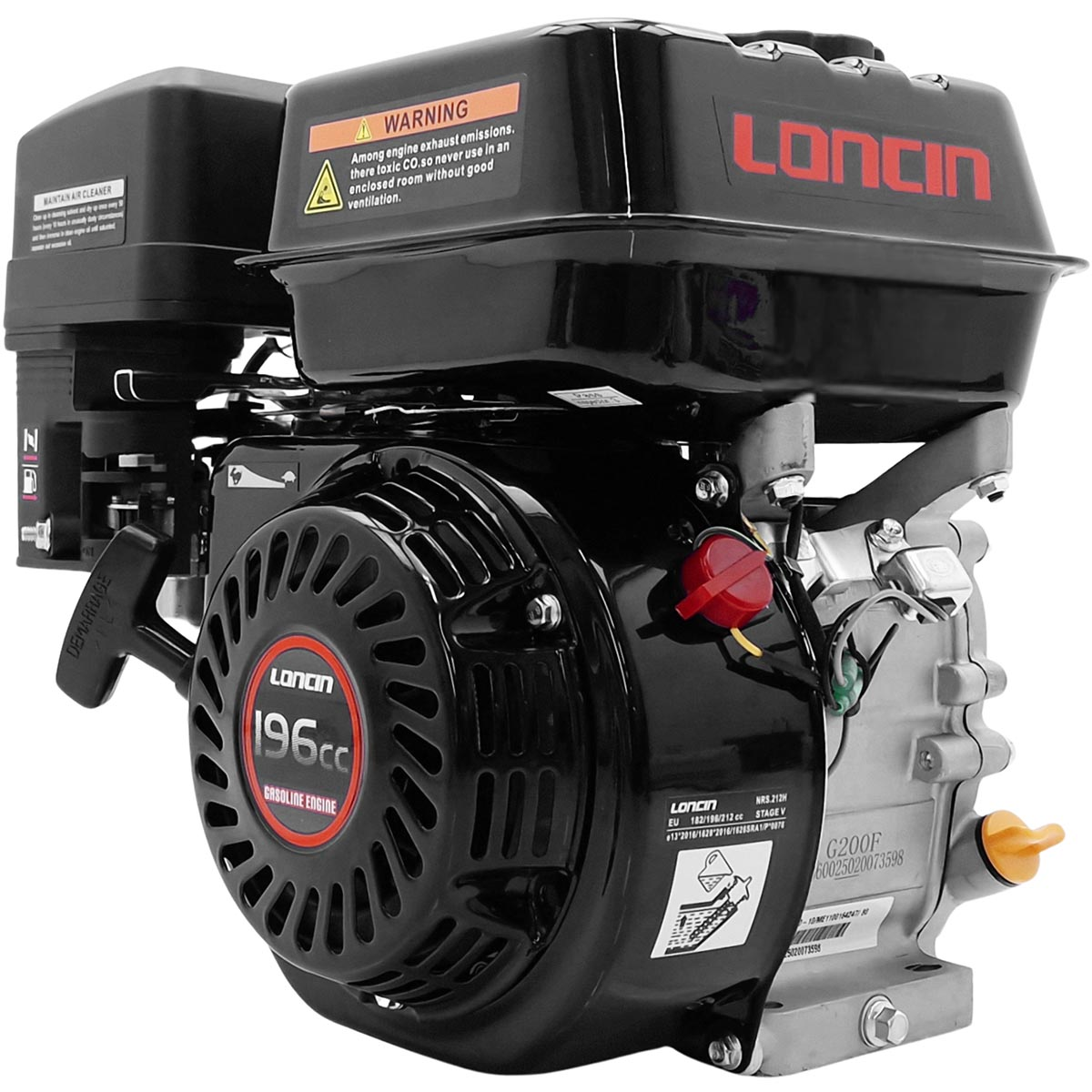 Loncin moottori 196cc 6,5hp vetokäynnistys GX200 6,5hp ...