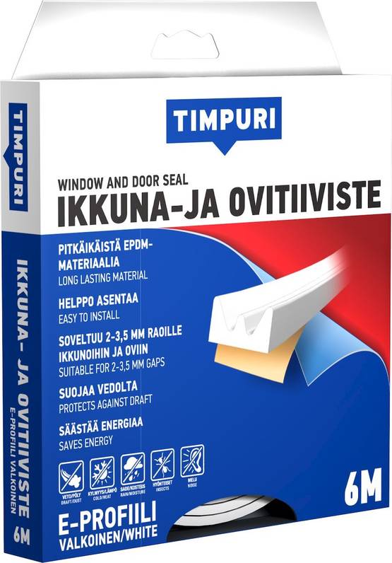Tiivistenauha E 6m valkoinen Ikkuna tiiviste / Ovi tiiviste ...