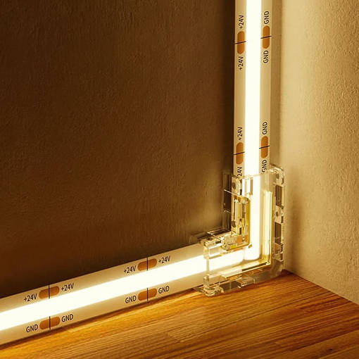 LED-nauhan jatkoliitin kulma 2-pin 8mm LedStrip Klick 90° Liitin ...