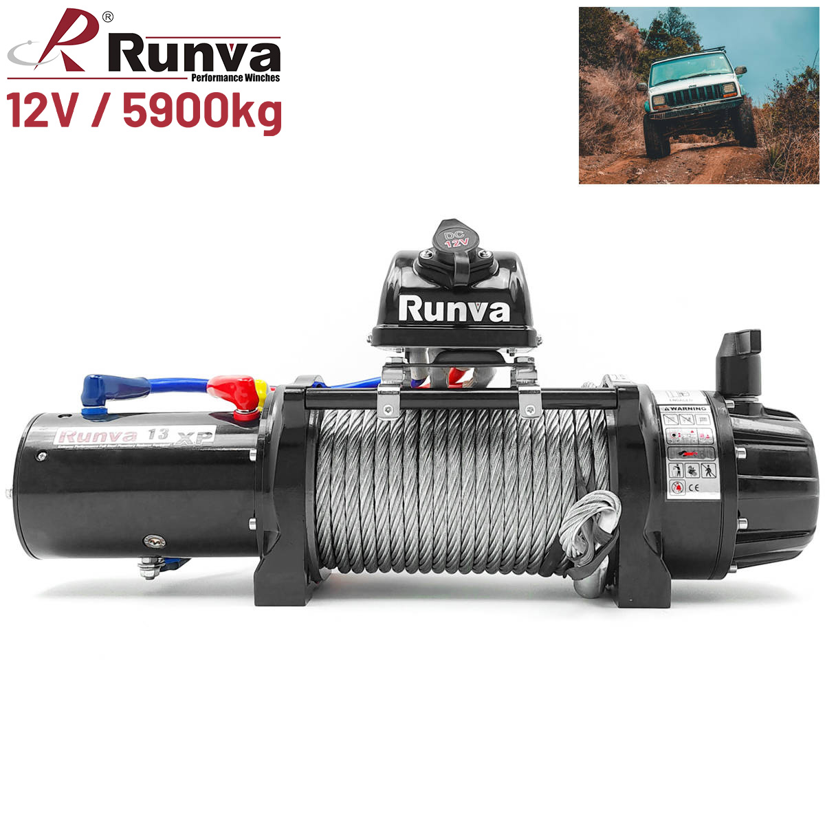 Vinssi Runva 13XP 5900kg vaijerilla Heavy Duty 13000lbs offroad-vinssi ...