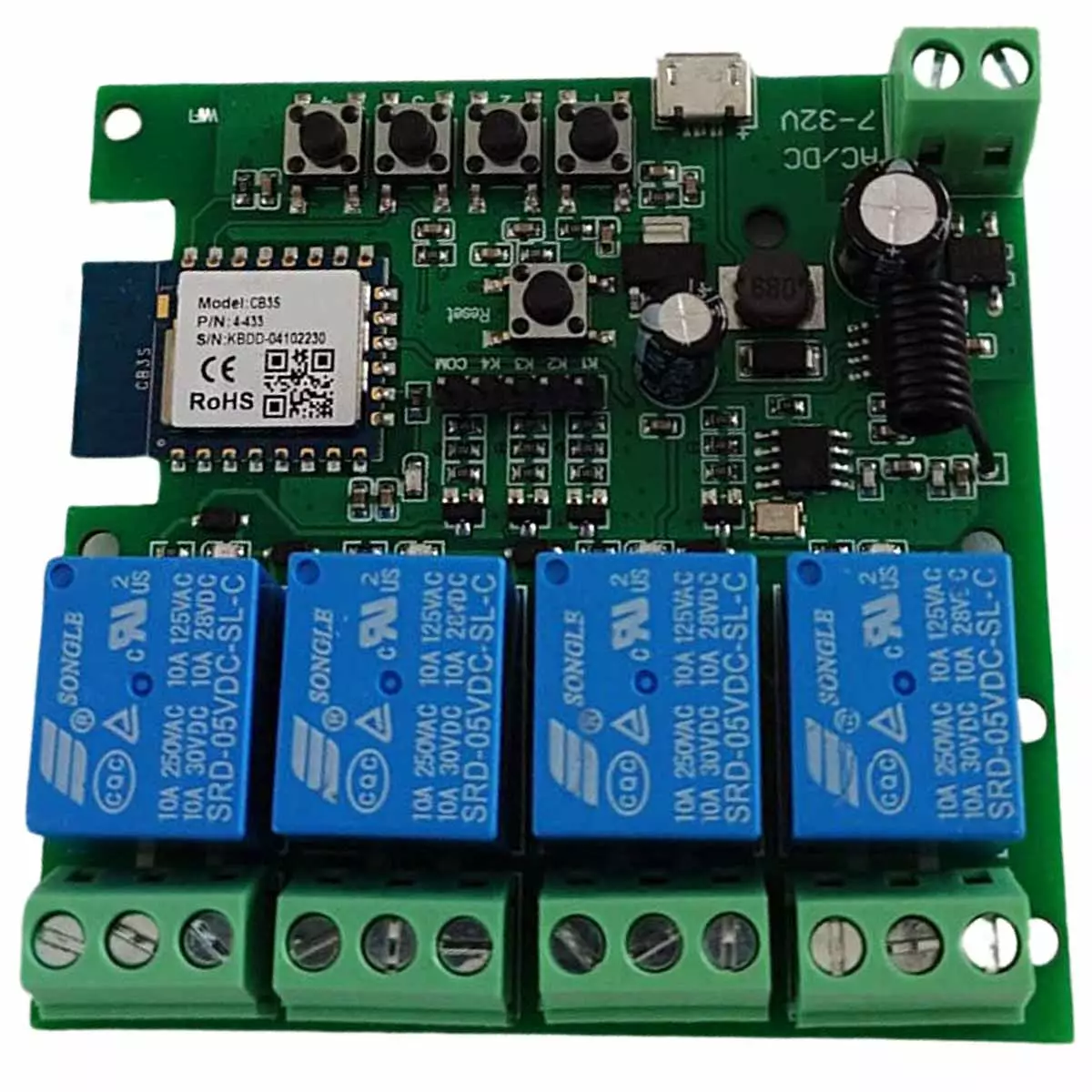 Wifi rele 12v 24v 4-kanavainen Kytkinrelemoduuli 7-32V Smartlife usb ...