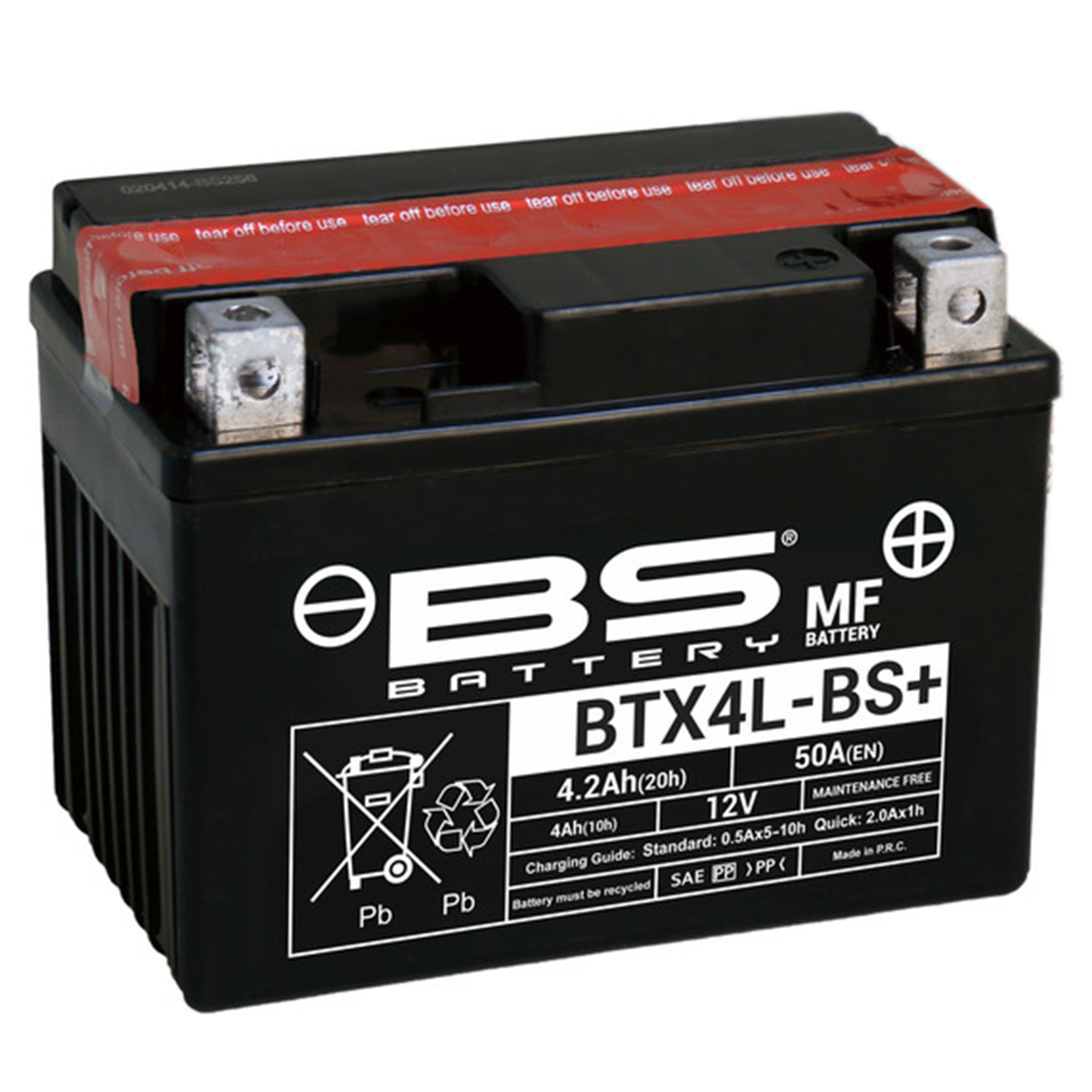 Akku 4,2Ah 12V BS BTX4L-BS+ MF (CP) Akun mitat 113x70x85mm YTX4L-BS ...
