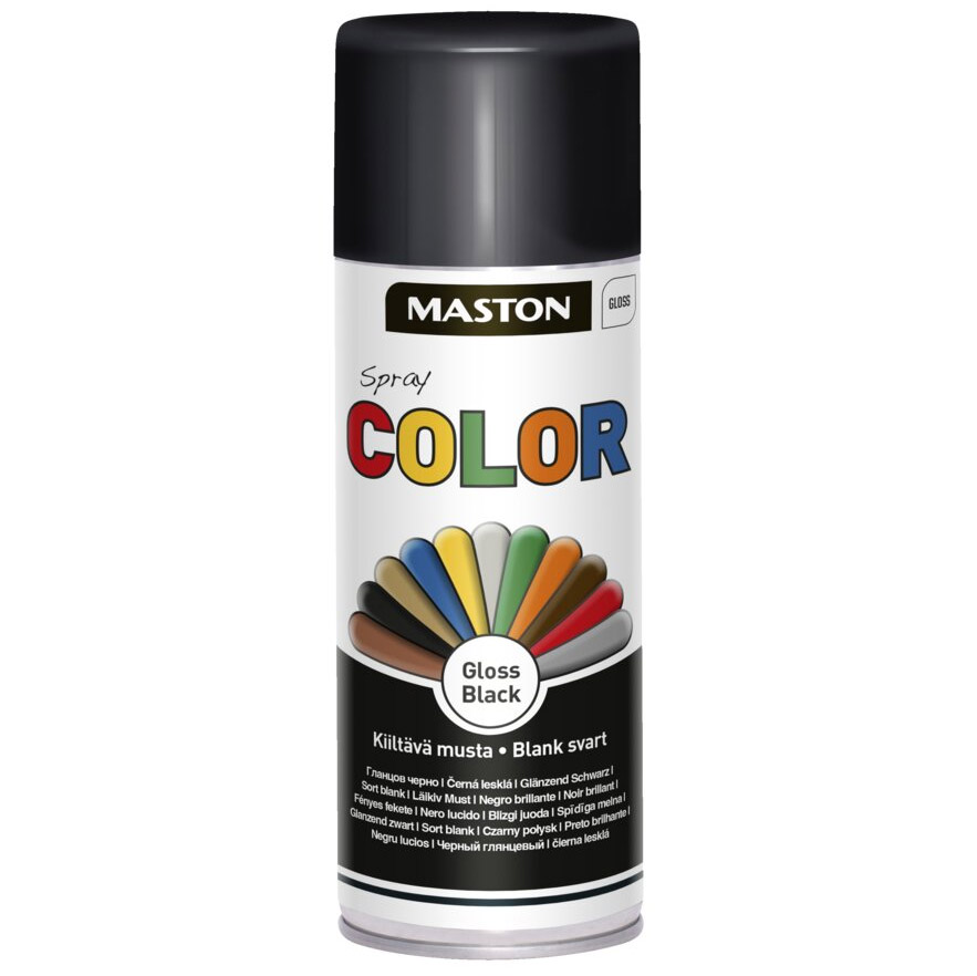 Maston spray Color kiiltävä musta 6x400ml Monikäyttöinen musta spray ...