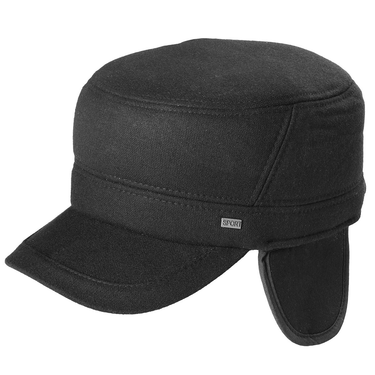 Talvilakki miesten musta Miesten lakki lämpimillä korvaläpillä ...