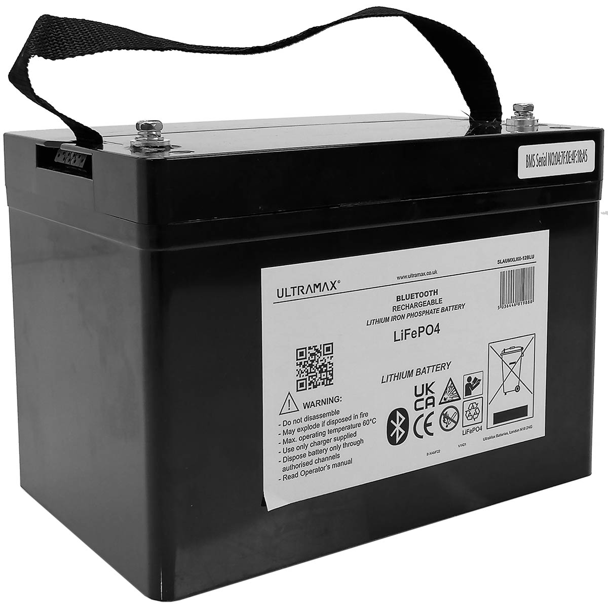 Akku Ultramax 12V 60Ah LiFePO4 vain7,5kg Laatuakku veneeseen, kevyt ja ...