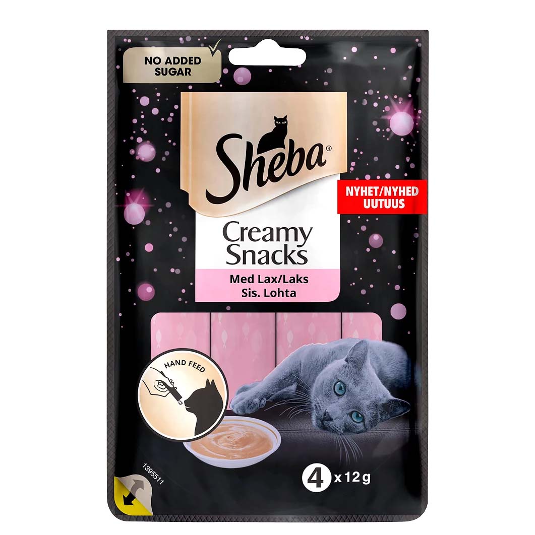 Sheba Creamy Snacks Lohi 4x12g Kermainen kissanherkku annospussissa ...