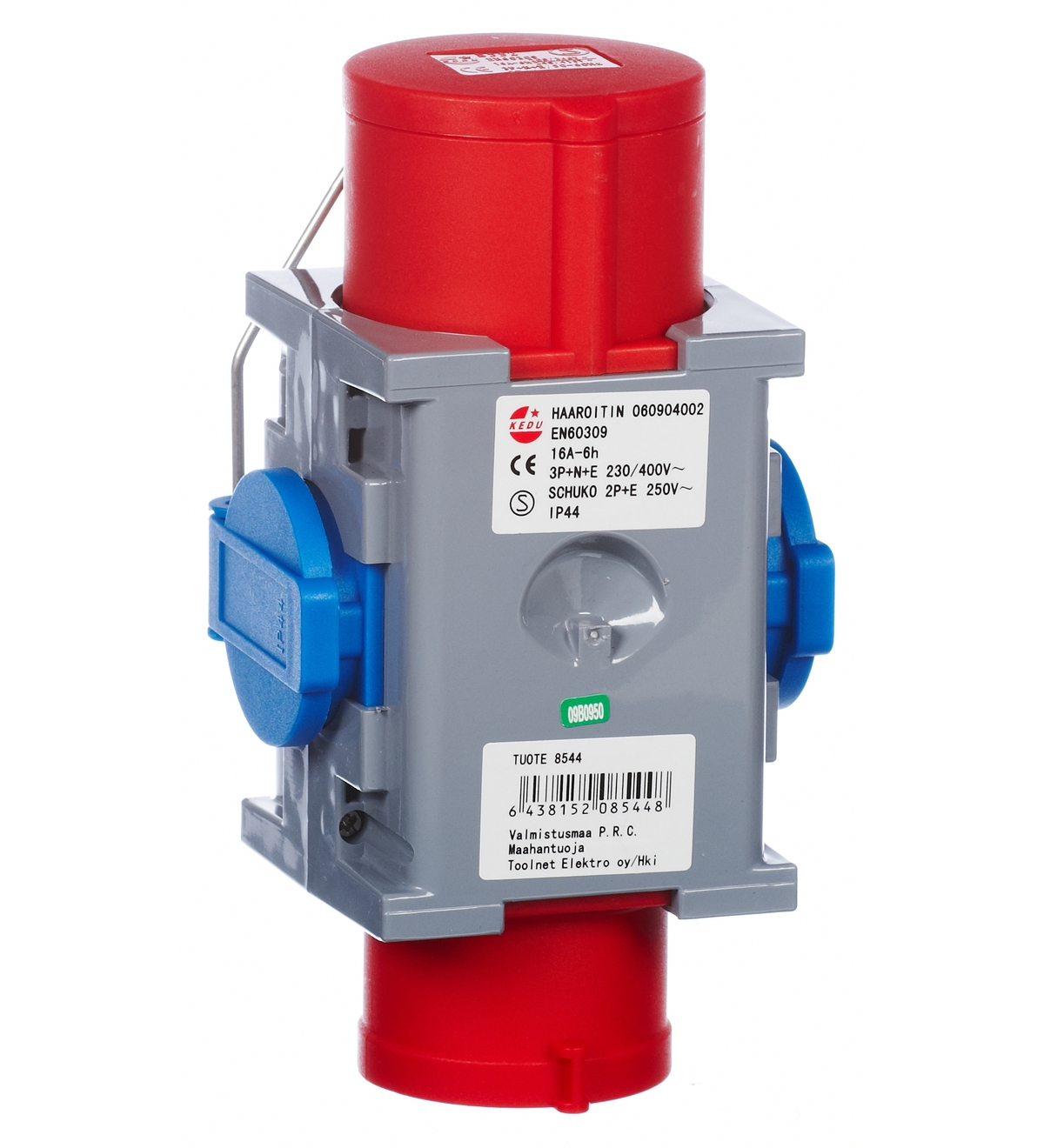Voimavirta-adapteri 16A + 2xSchuko IP44 Voimavirta Haaroitin, 230/400V ...