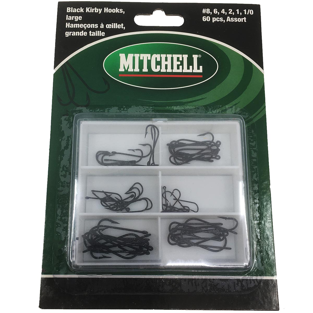 Koukut Kirby Hooks Mitchell 60kpl Koukut kokoa 8,6,4,2,1, ja 1/0 ...