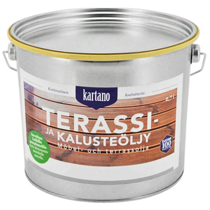 Terassi- ja kalusteöljy ruskea 2,7L Kartano Puupintojen käsittelyyn ...