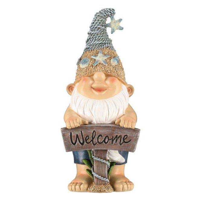 Puutarhatonttu Beach life welcome kyltillä 29 cm Pihakoriste ...